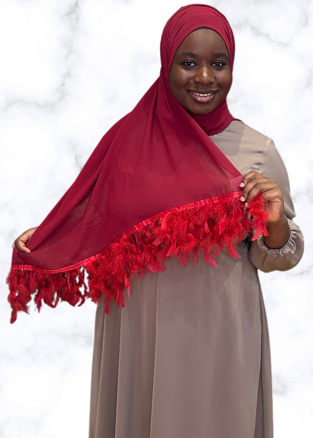 Lipstick Red - XL Feather Chiffon Hijabs – Styled by Zubaidah