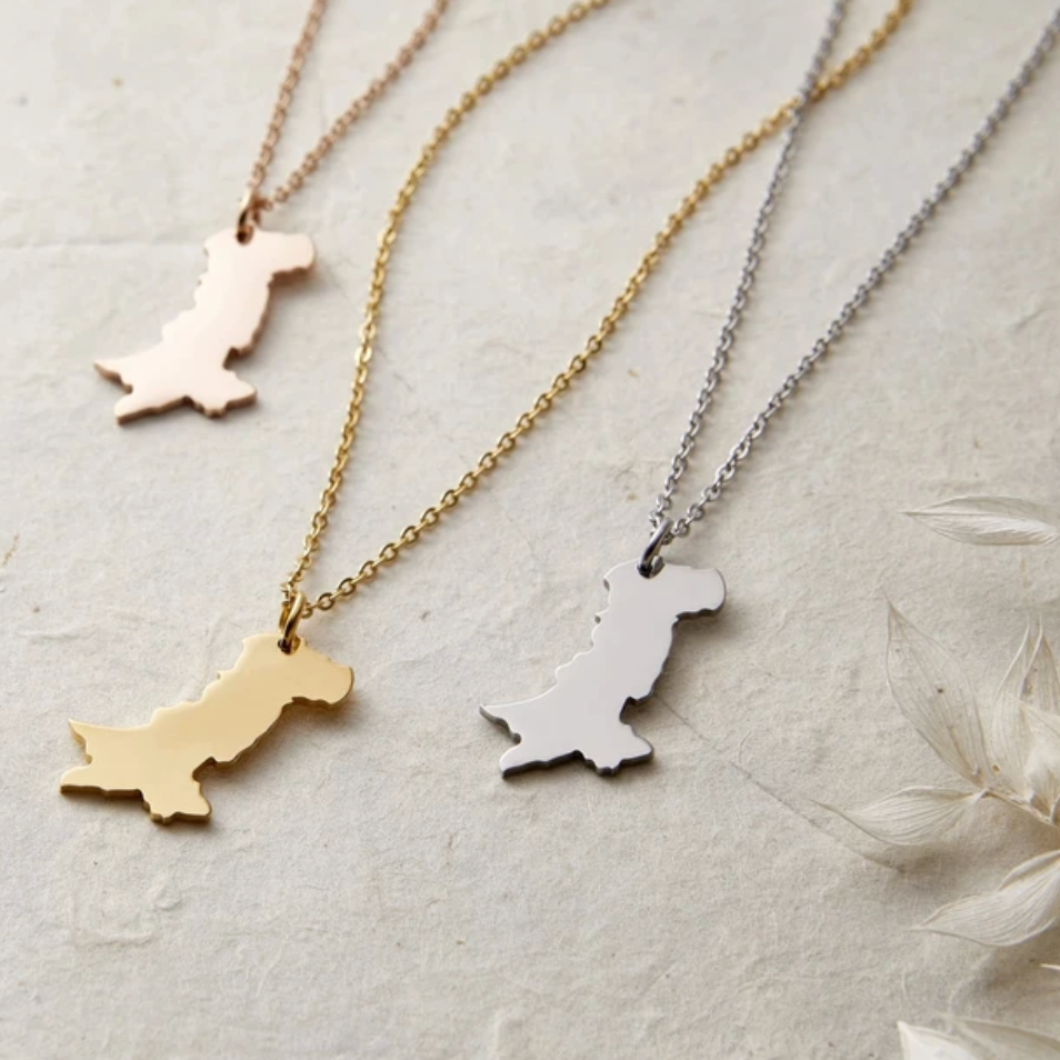 Gold Pakistan Map - Necklace – Styled by Zubaidah
